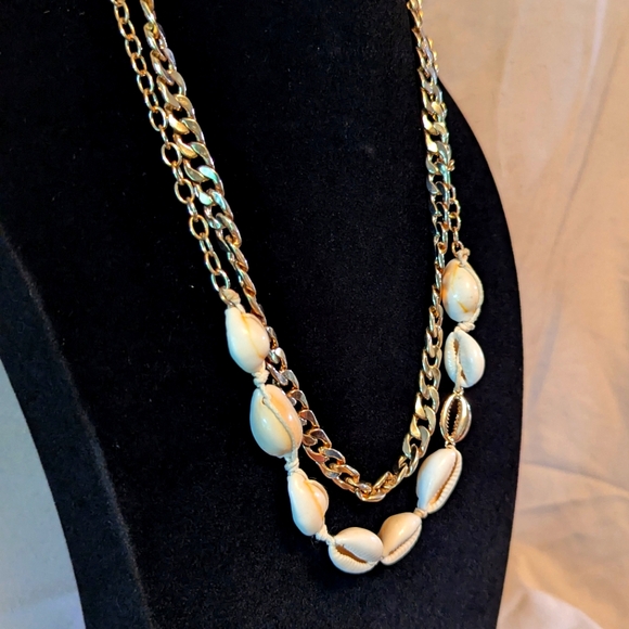 Jewelry | Natasha Cowrie Shell Goldstone Two Strand Necklace | Poshmark